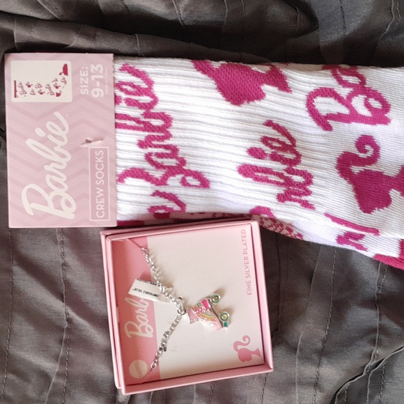 Barbie | Jewelry | Barbie Pink Roller Skate Charm Necklace And Socks ...